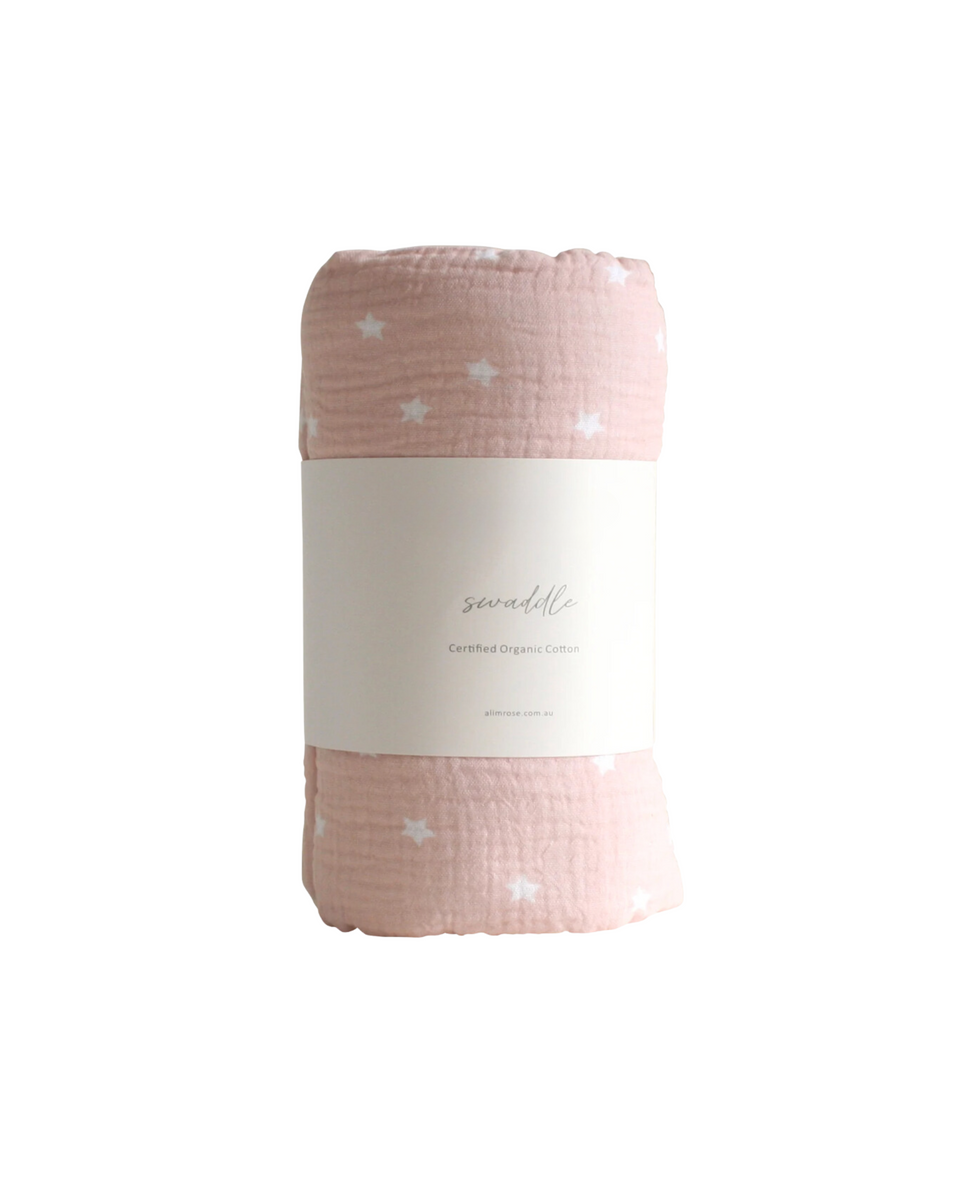 Muslin Swaddle - Light Pink Stars – Thacher & Spring